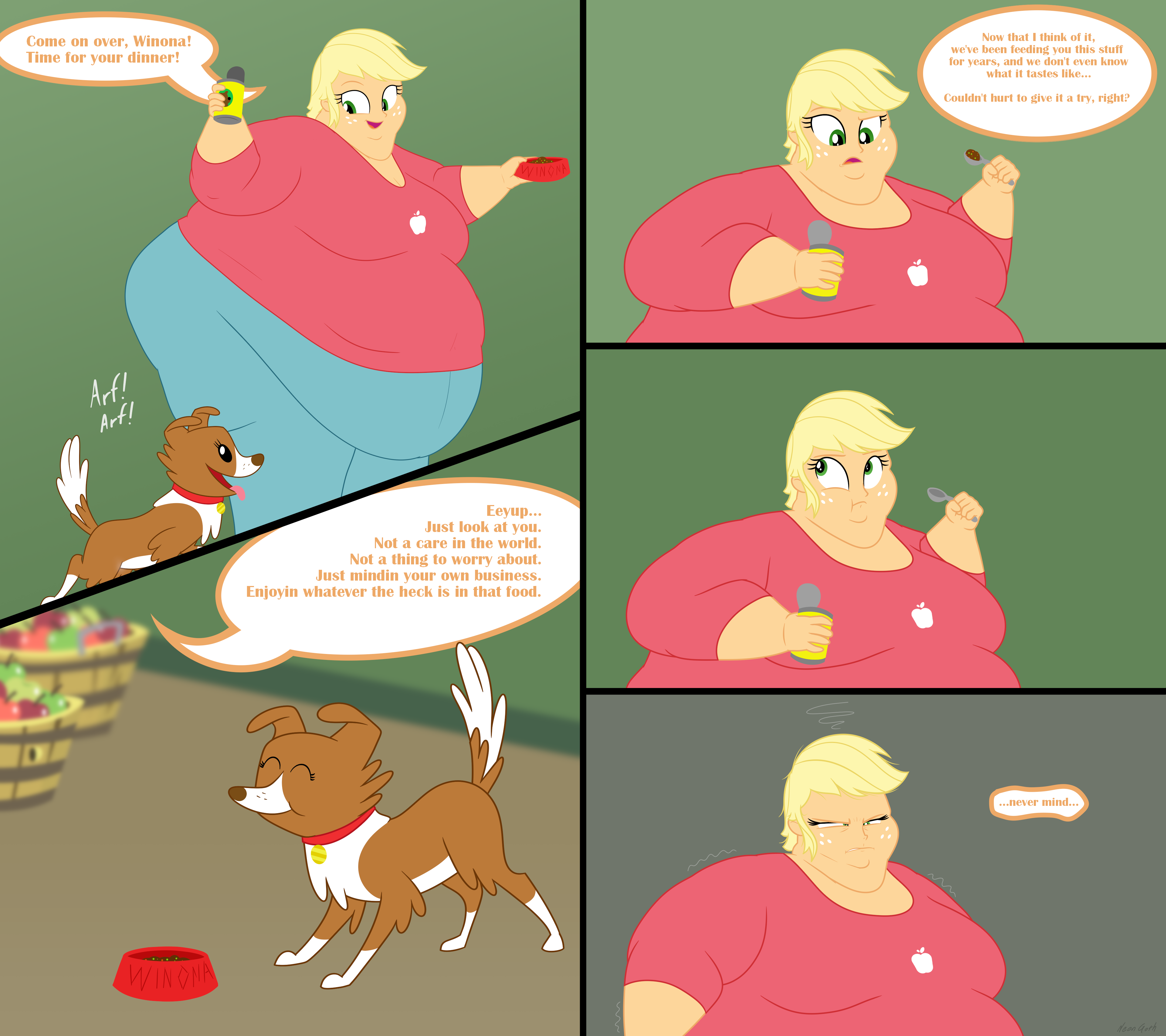 #3614332 - suggestive, artist:neongothic, applejack, winona, dog, human, equestria girls, g4 ...