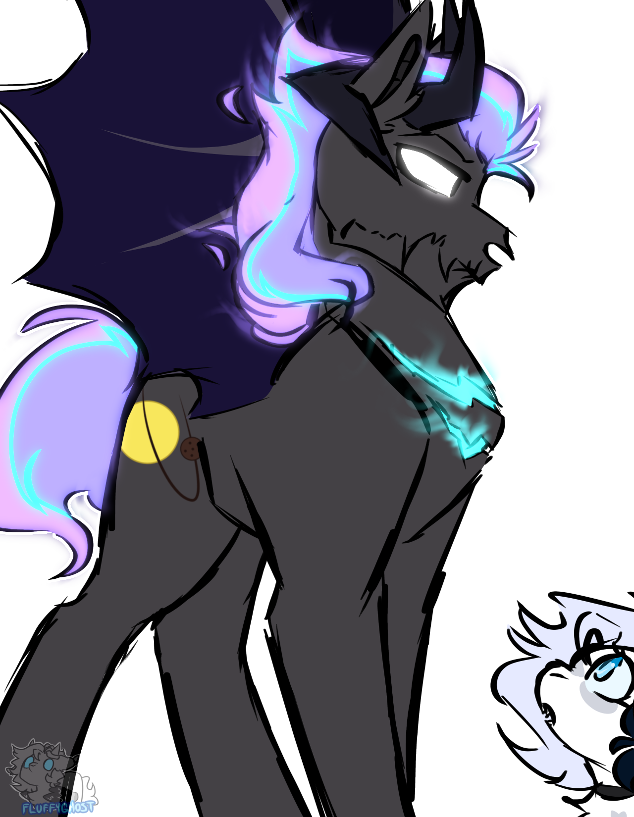 #3614671 - safe, artist:fluffyghost, oc, oc:helios aster, oc:skyee, demon honse - Derpibooru