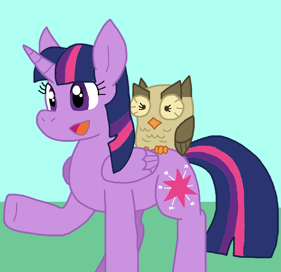 #3614800 - safe, artist:cmara, owlowiscious, twilight sparkle, alicorn, bird, owl, g4, twilight ...