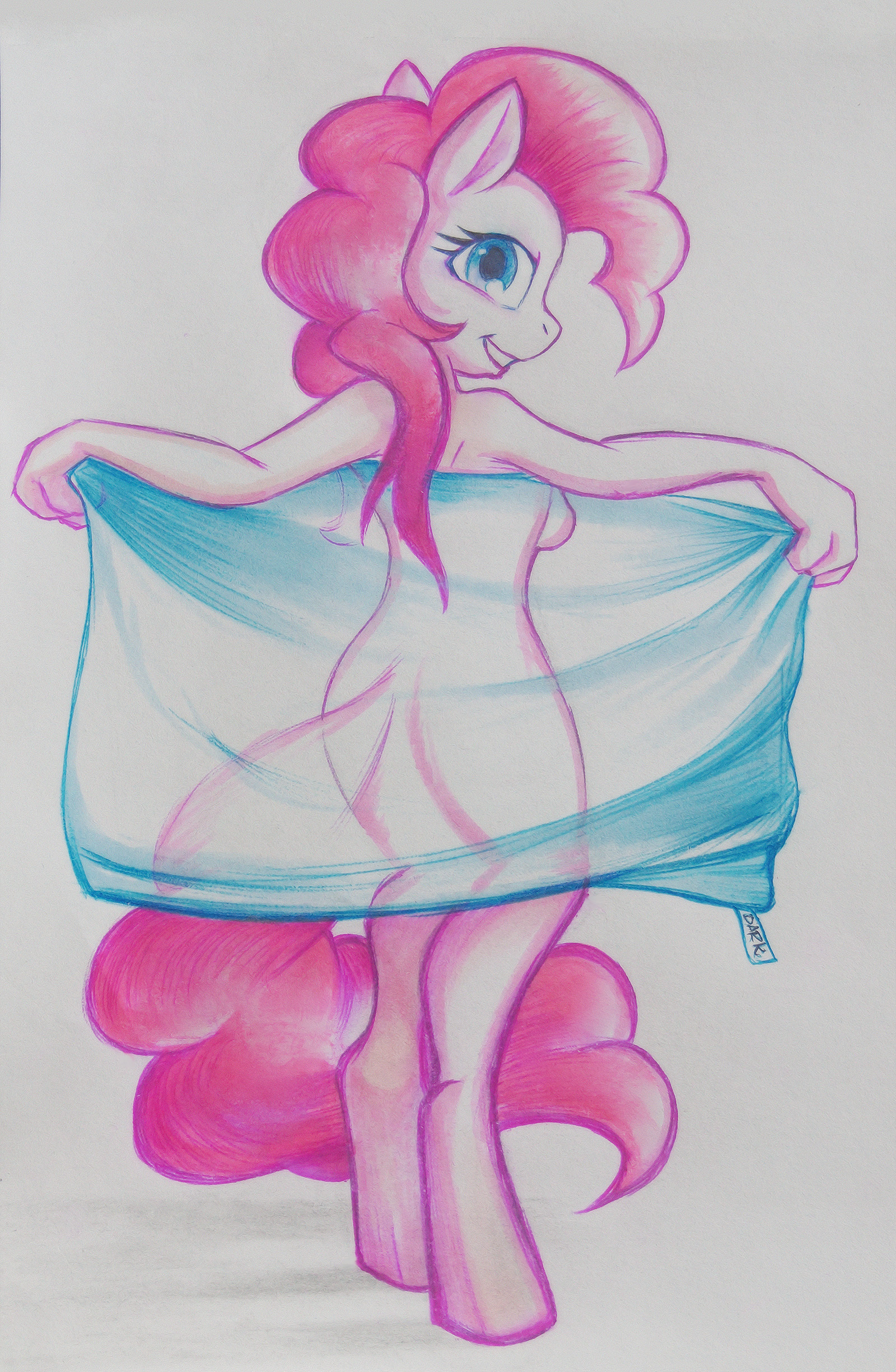 #3614871 - suggestive, artist:darkdoomer, pinkie pie, earth pony, anthro, unguligrade anthro, g4 ...