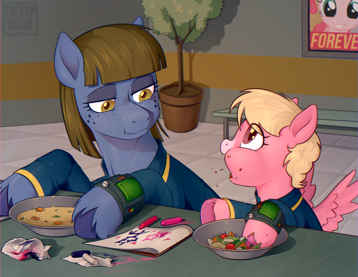 #3599586 - safe, artist:chevapchichi_, pinkie pie, oc, oc only, earth ...