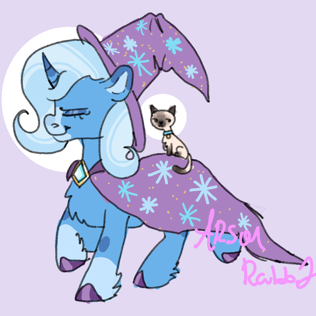 #3601478 - safe, artist:arsonrabbit, trixie, cat, pony, siamese cat ...