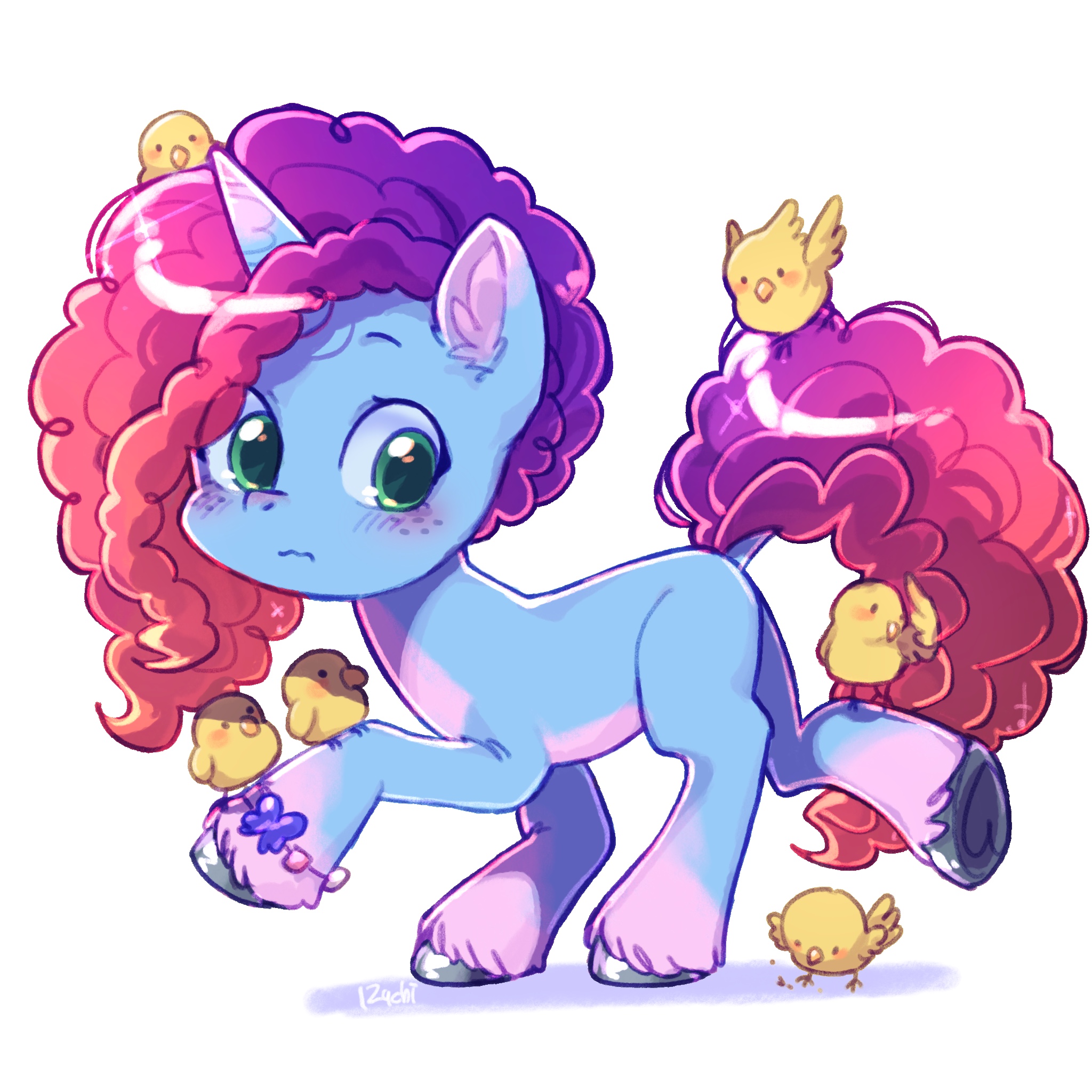 #3601788 - safe, artist:izuchi, misty brightdawn, bird, chicken, pony ...