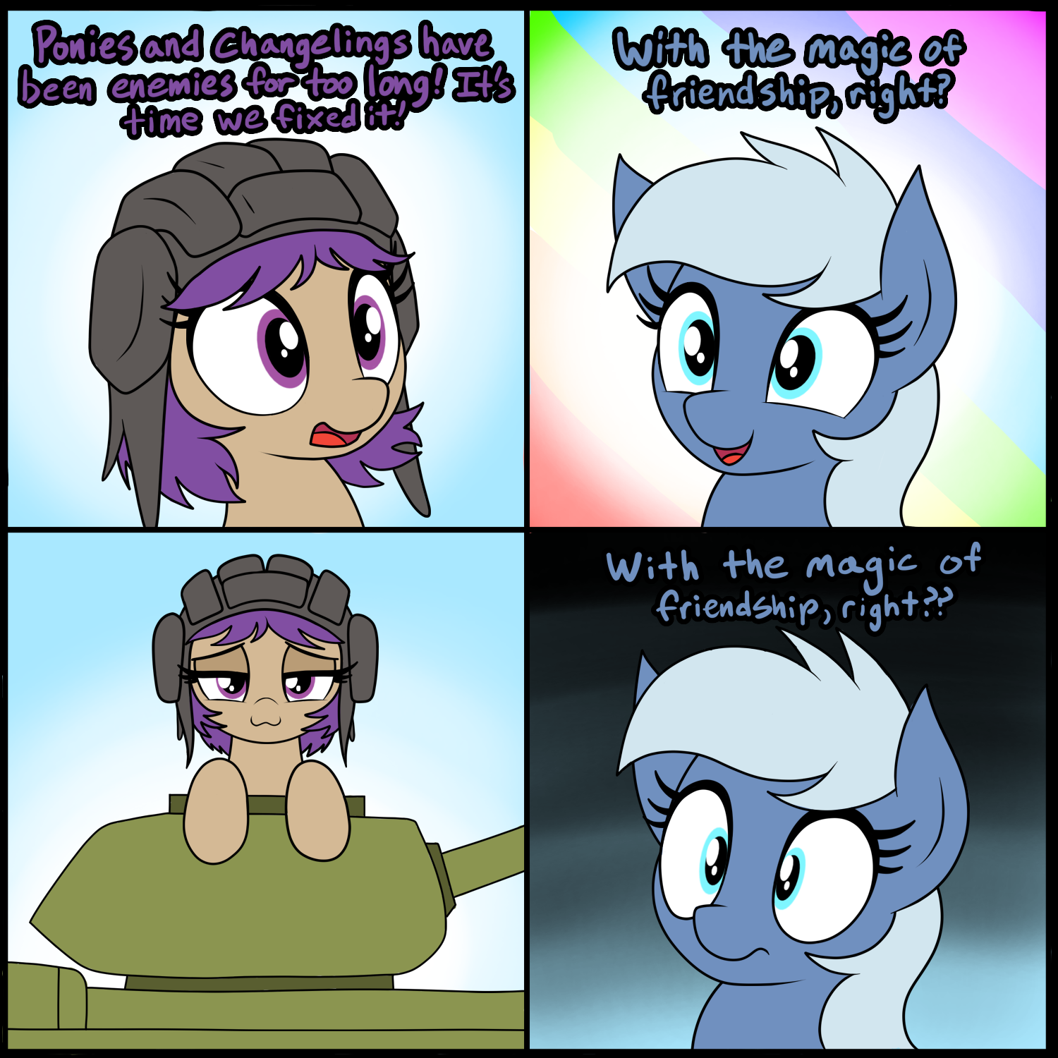 #3615925 - safe, artist:vomitvomiting, oc, oc:nina, oc:tenk pone, pony, comic, duo, for the ...