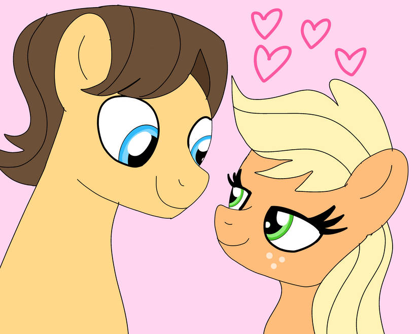 #3621130 - safe, artist:mrsdashskies, applejack, caramel, earth pony, pony, g4, female, male ...