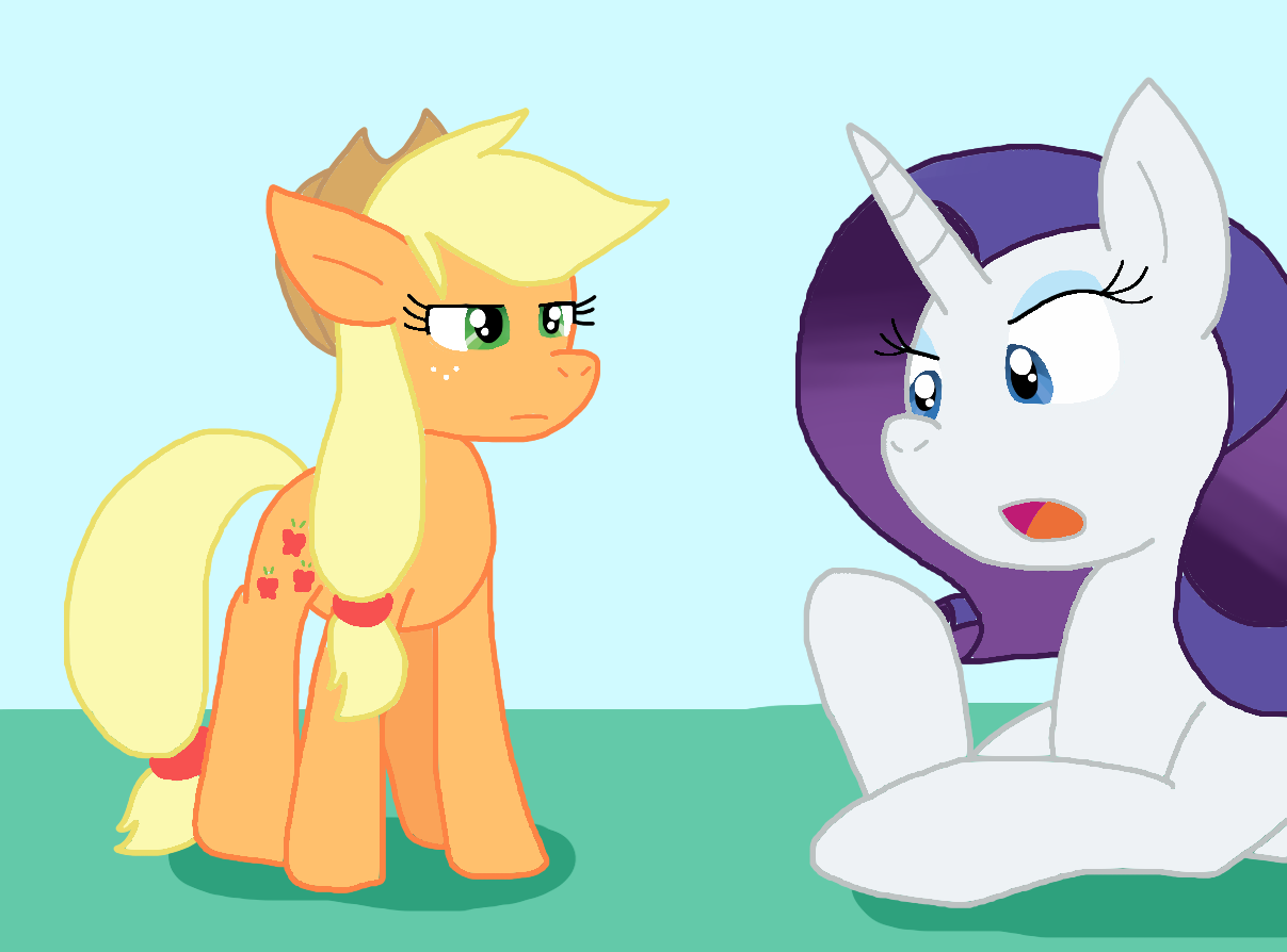 #3621564 - safe, artist:cmara, applejack, rarity, earth pony, pony, unicorn, g4, duo, duo female ...