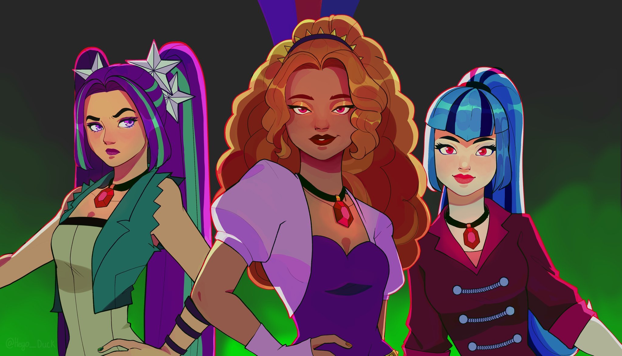 #3621599 - safe, artist:heyo_duck, adagio dazzle, aria blaze, sonata ...