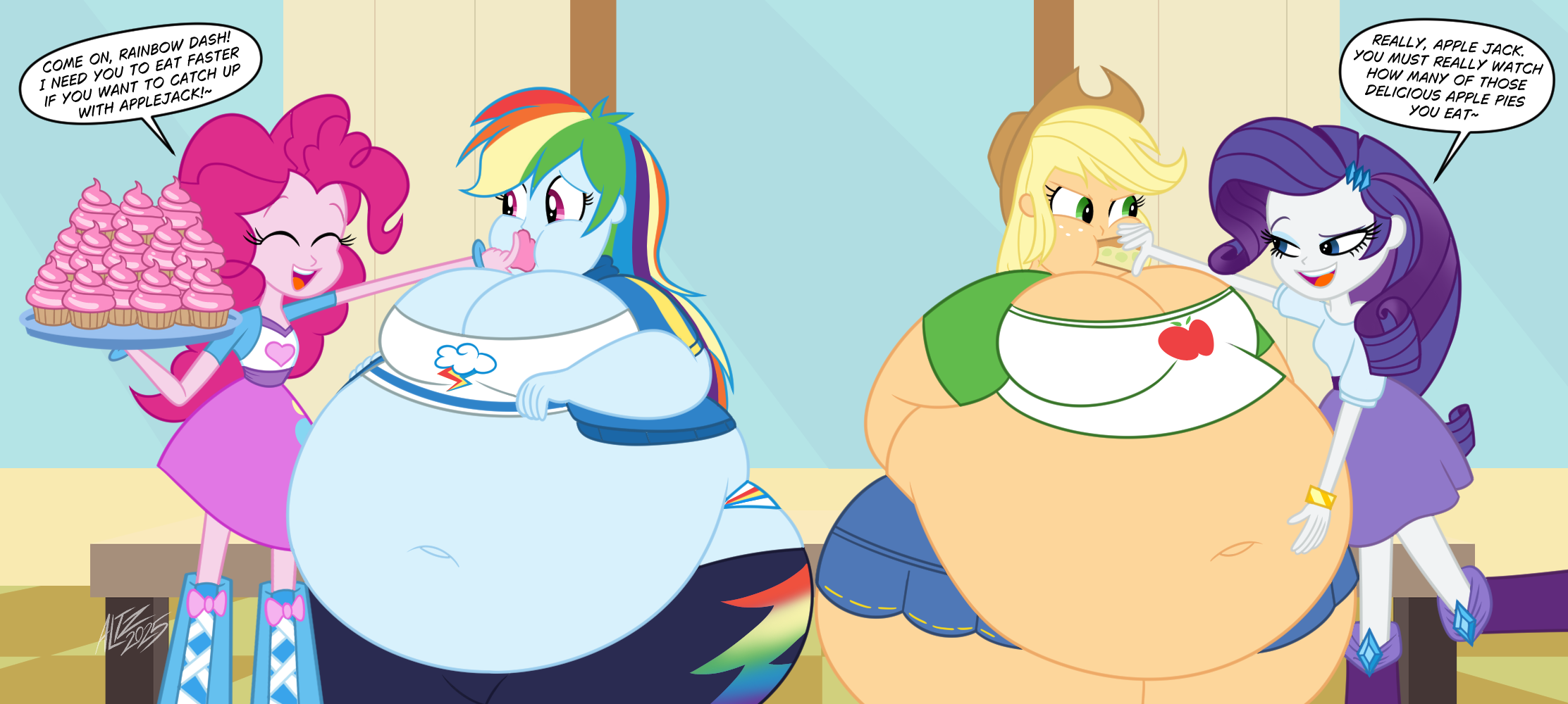 #3621670 - suggestive, artist:altzegoz, applejack, pinkie pie, rainbow dash, rarity, human ...