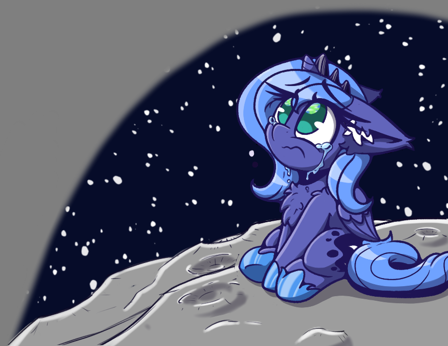 #3625046 - safe, artist:aryn, princess luna, alicorn, pony, g4, crying, female, filly, foal ...