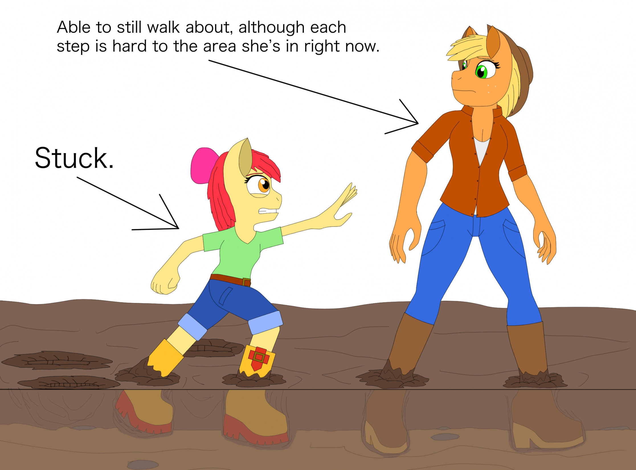 #3625866 - safe, artist:star153, apple bloom, applejack, earth pony ...