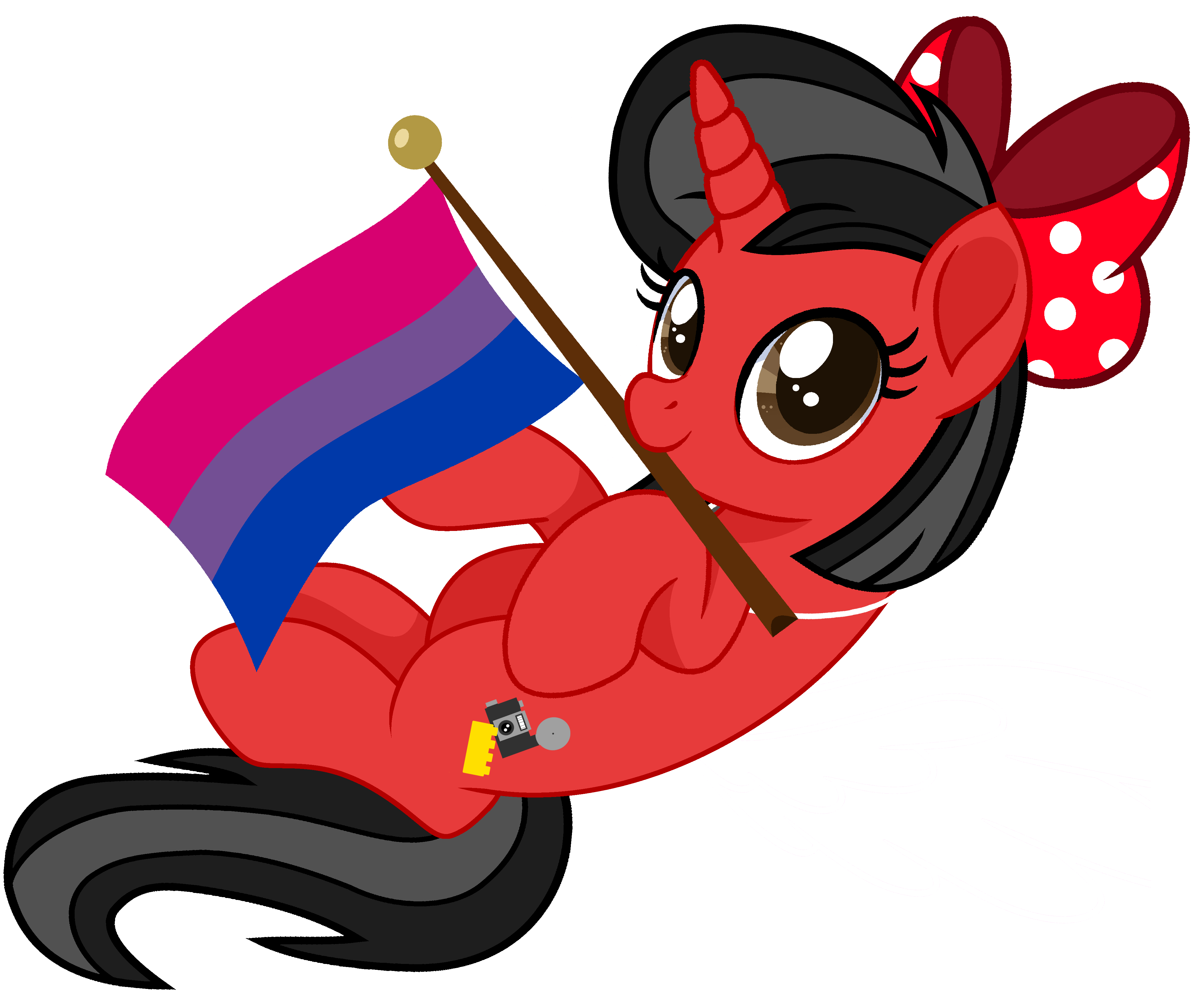 #3616569 - safe, artist:mickey1909, oc, oc only, oc:minnie motion, pony, unicorn, bisexual pride ...