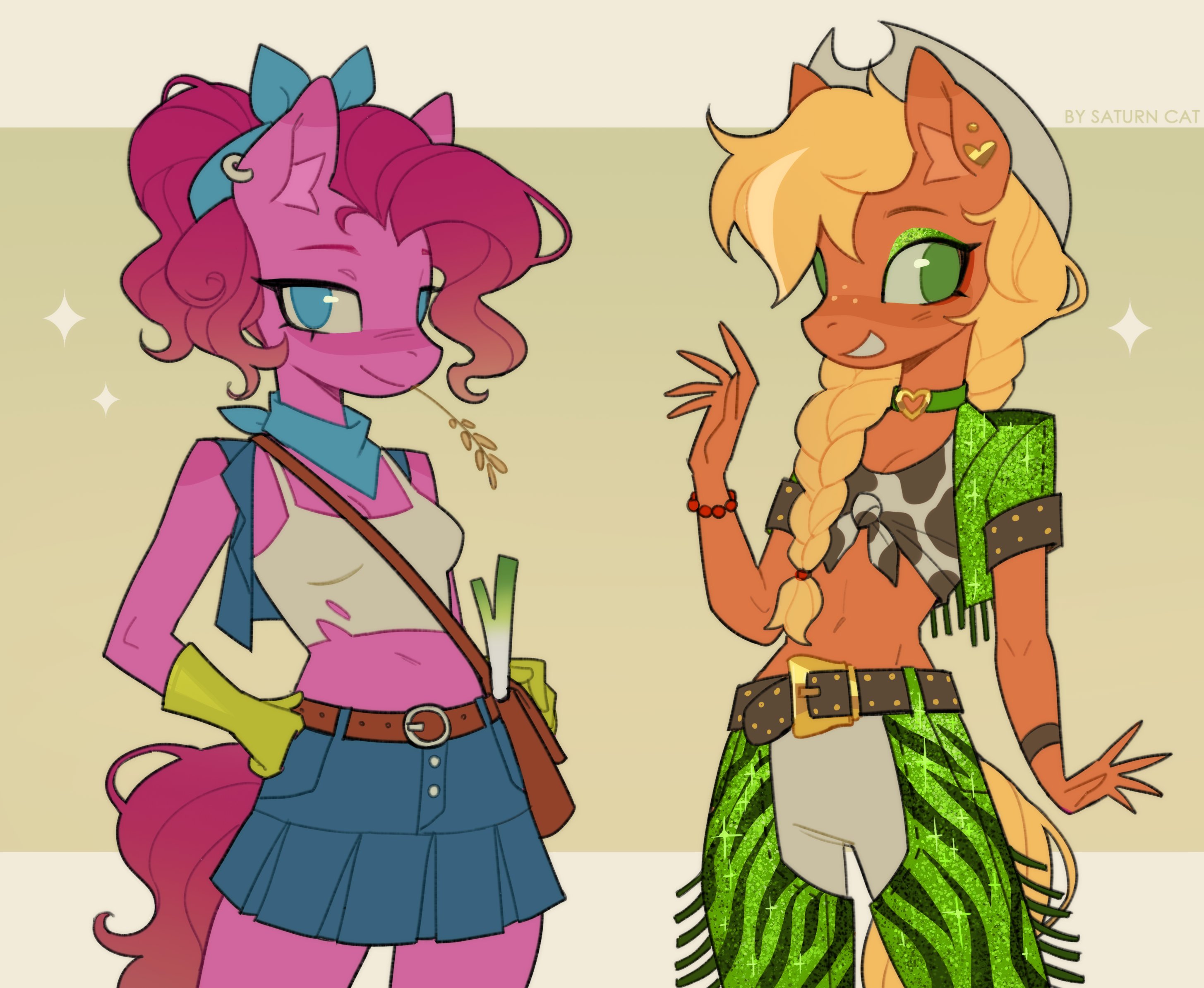 #3631885 - safe, artist:saturn cat, applejack, pinkie pie, earth pony ...