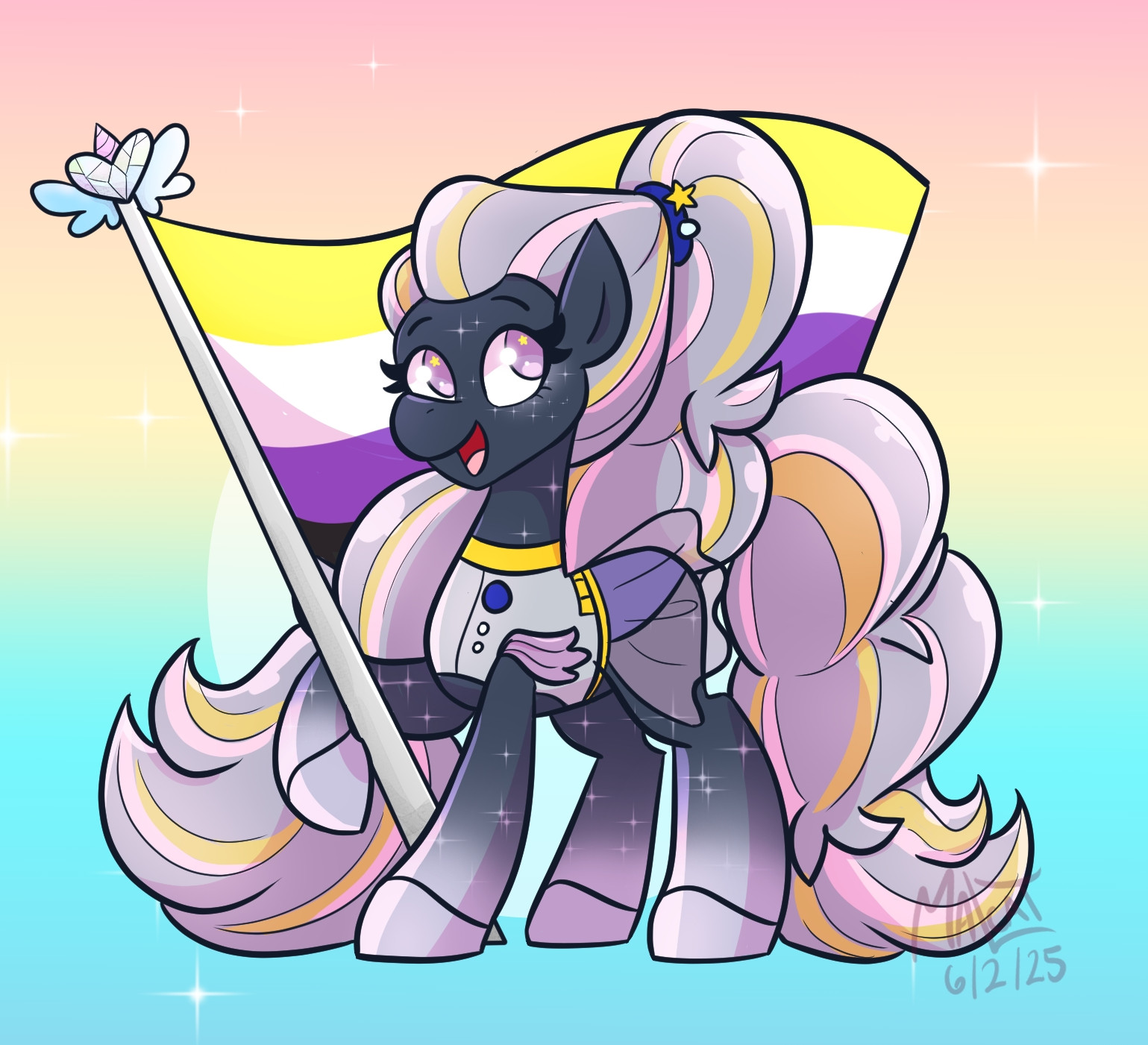 #3616798 - safe, artist:malcat, horse, cheerful, clothes, coat markings ...