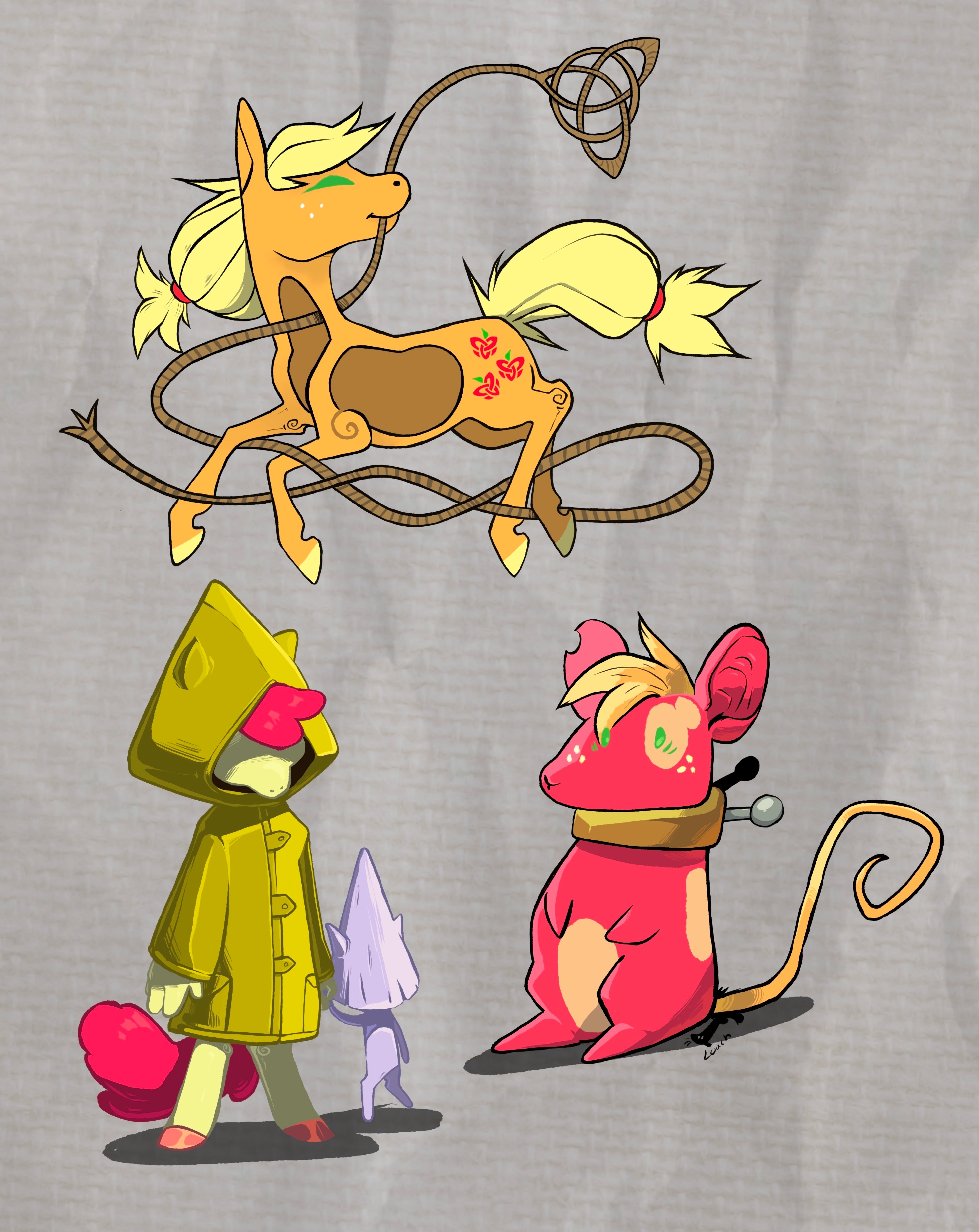 #3618562 - safe, artist:sandieflower, apple bloom, applejack, big ...