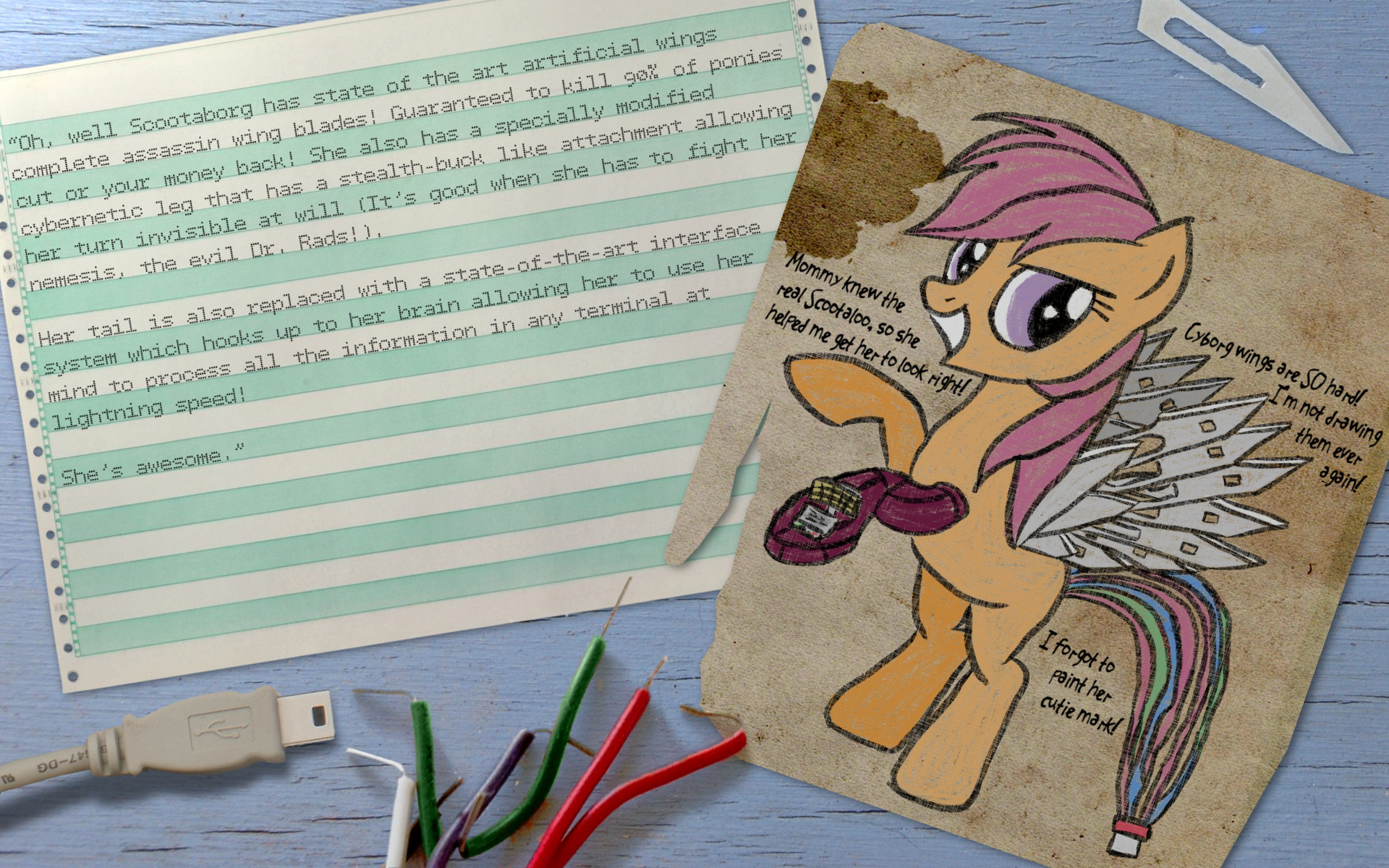 #3620778 - safe, artist:justmoth, scootaloo, pegasus, pony, fallout ...