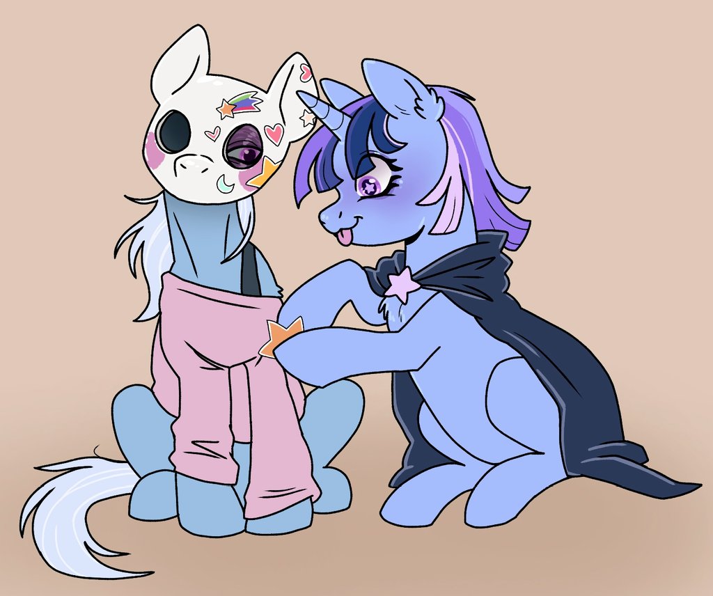 #3644994 - safe, artist:enat666, oc, oc:flawless sparklemoon, oc:marionette lulamoon, earth pony ...