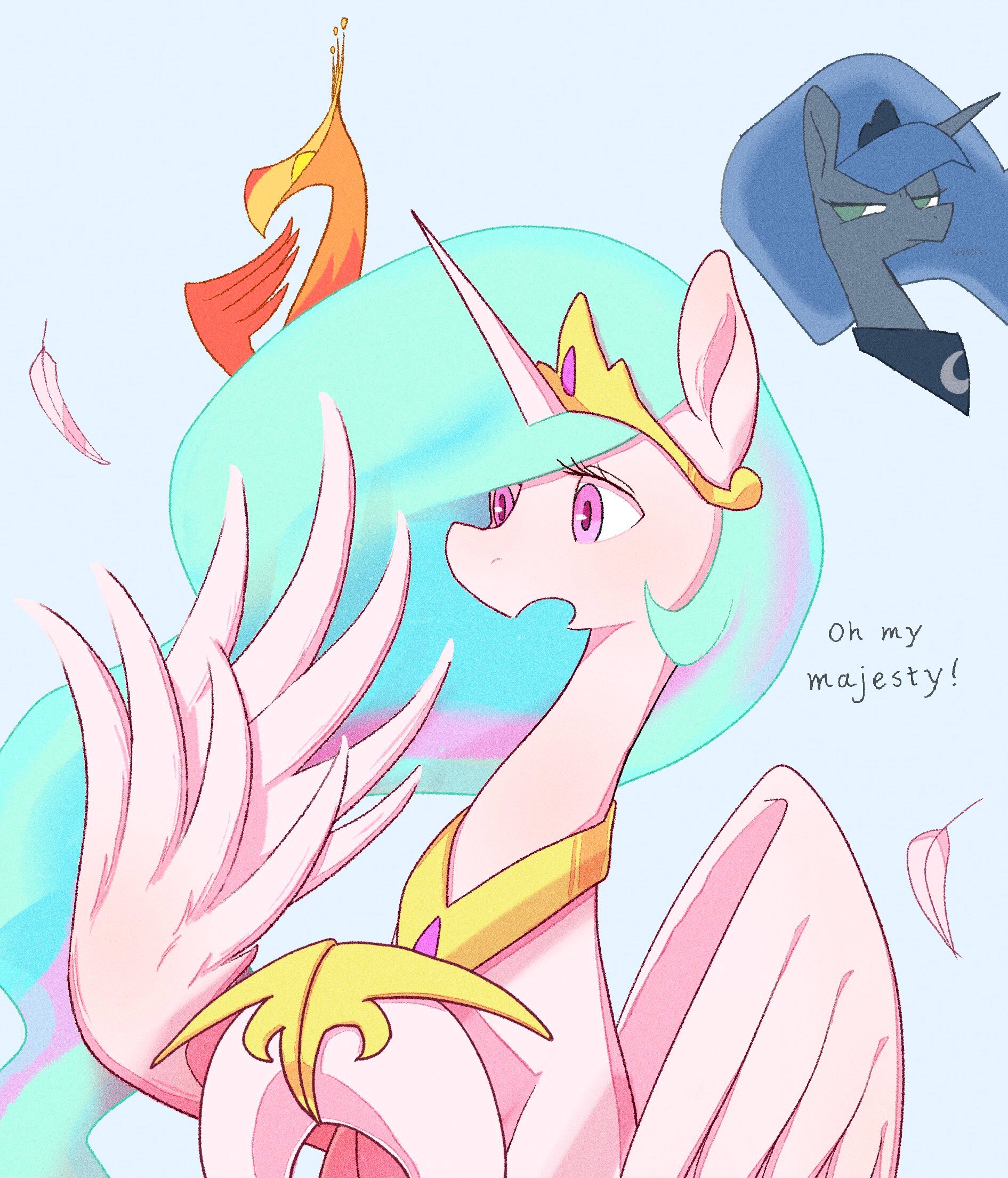 #3647178 - safe, artist:noupu, philomena, princess celestia, princess ...