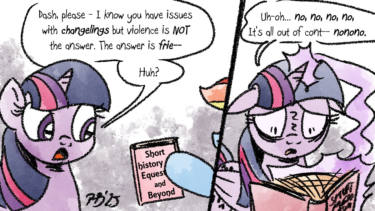 #3650033 - safe, artist:pony-berserker, rainbow dash, twilight sparkle, alicorn, pegasus, pony ...