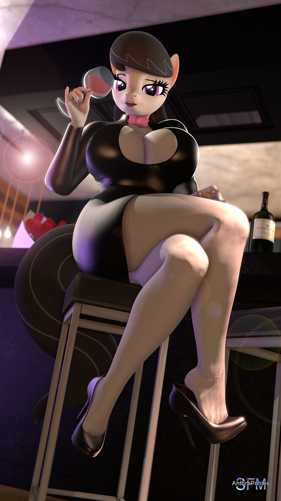 #3637869 - suggestive, artist:anthroponiessfm, octavia melody, earth pony, anthro, plantigrade ...