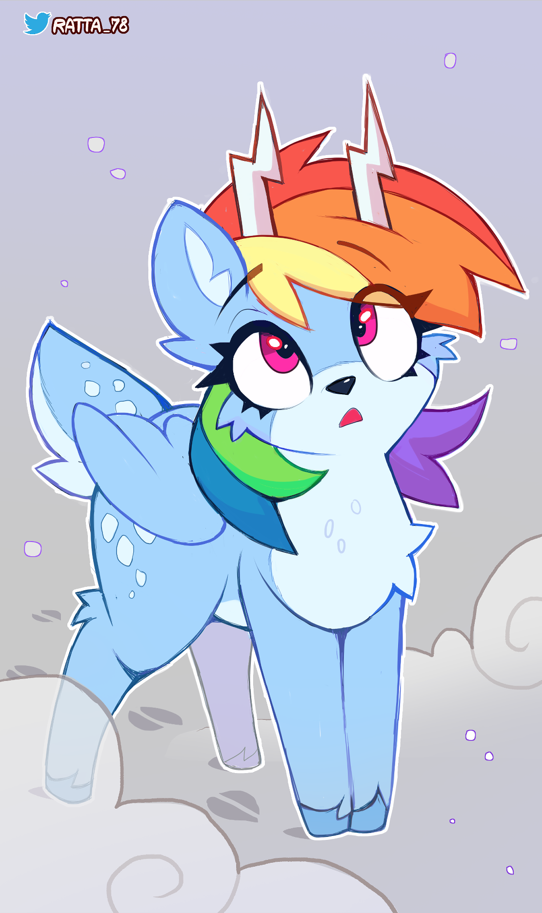 #3653027 - safe, artist:rattatatus78, rainbow dash, deer, deer pony ...