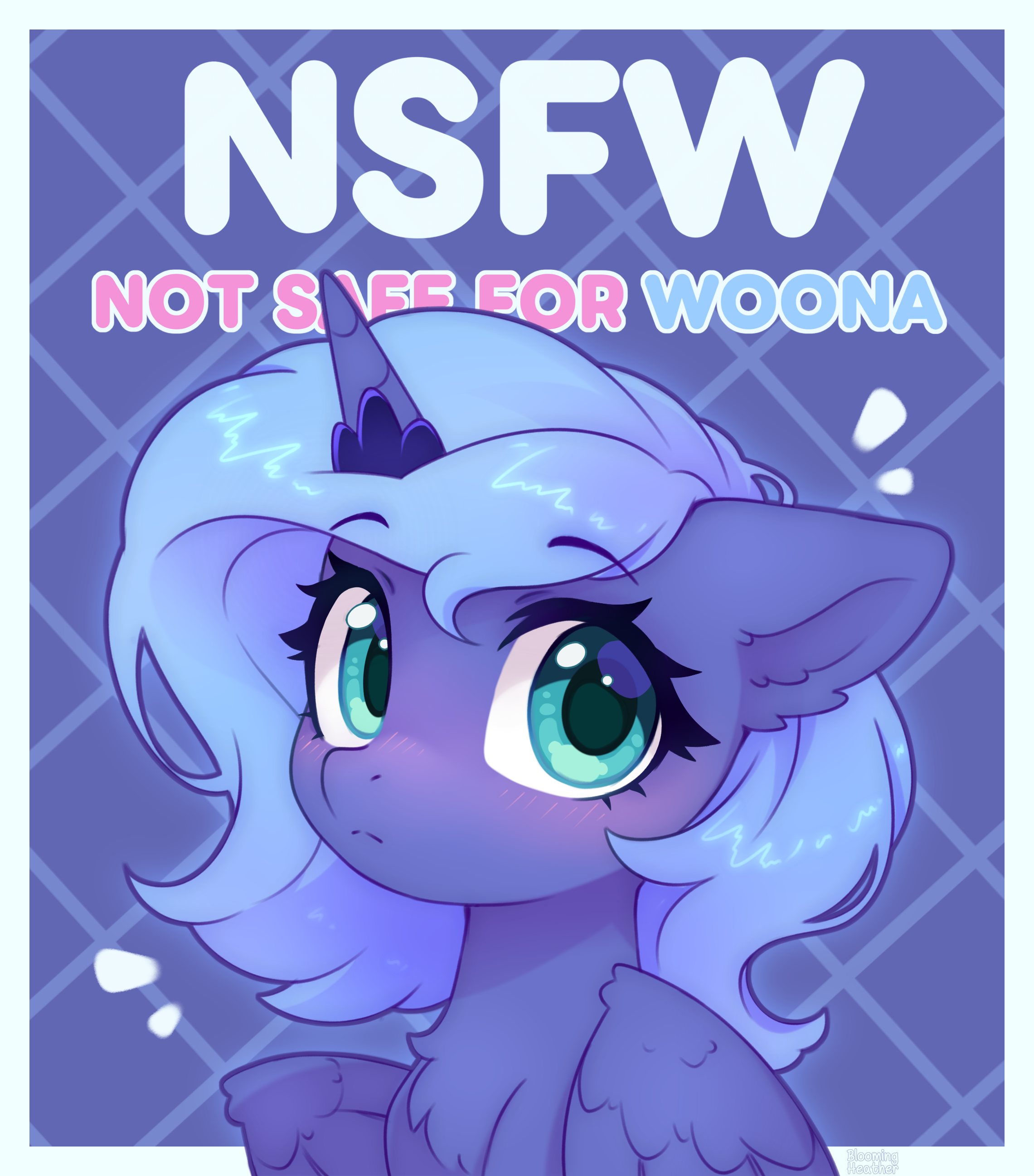 #3674577 - safe, artist:radioaxi, princess luna, alicorn, pony, g4, blushing, chest fluff ...