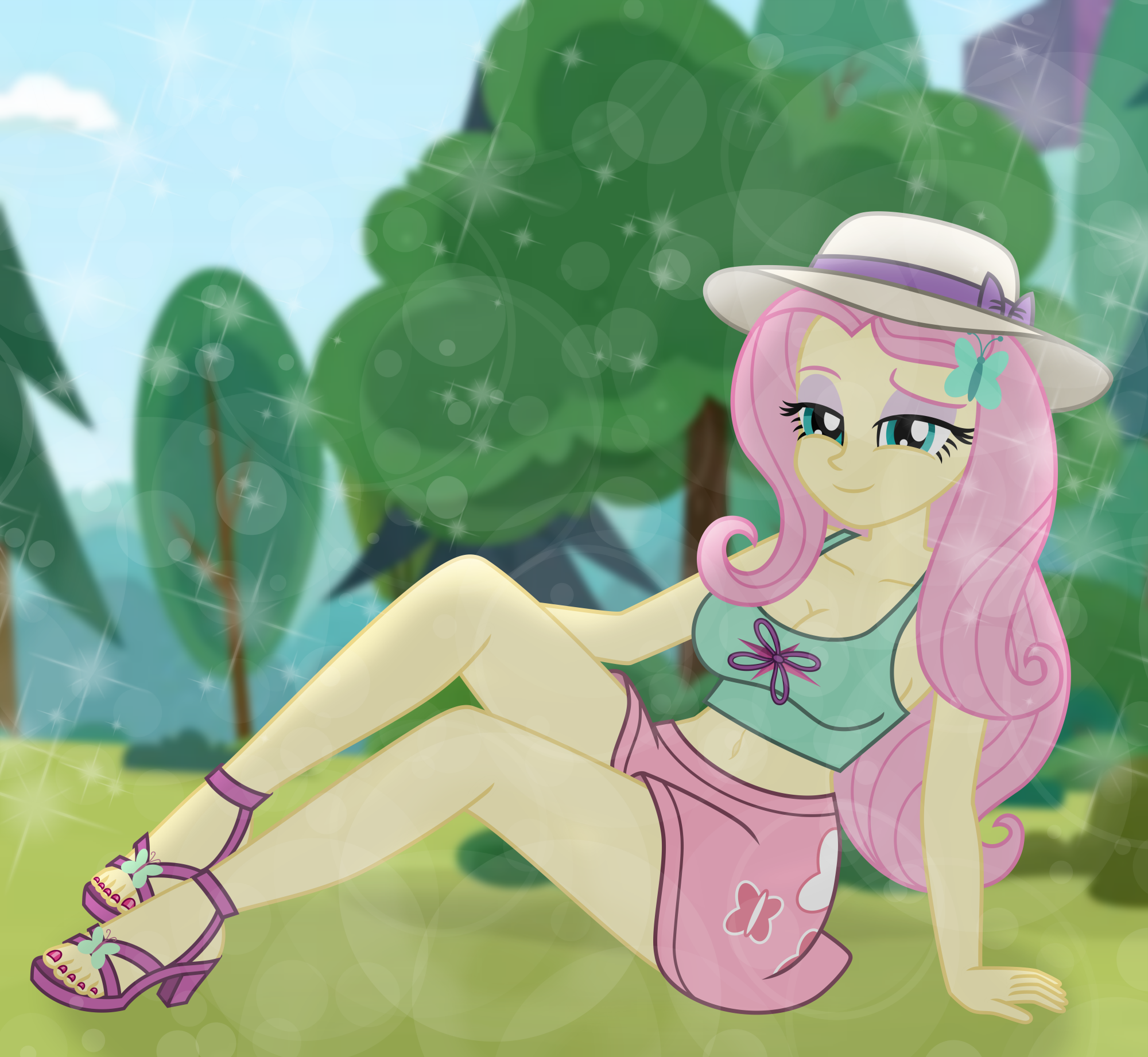 #3675368 - safe, artist:emeraldblast63, fluttershy, human, equestria girls, g4, belly, belly ...