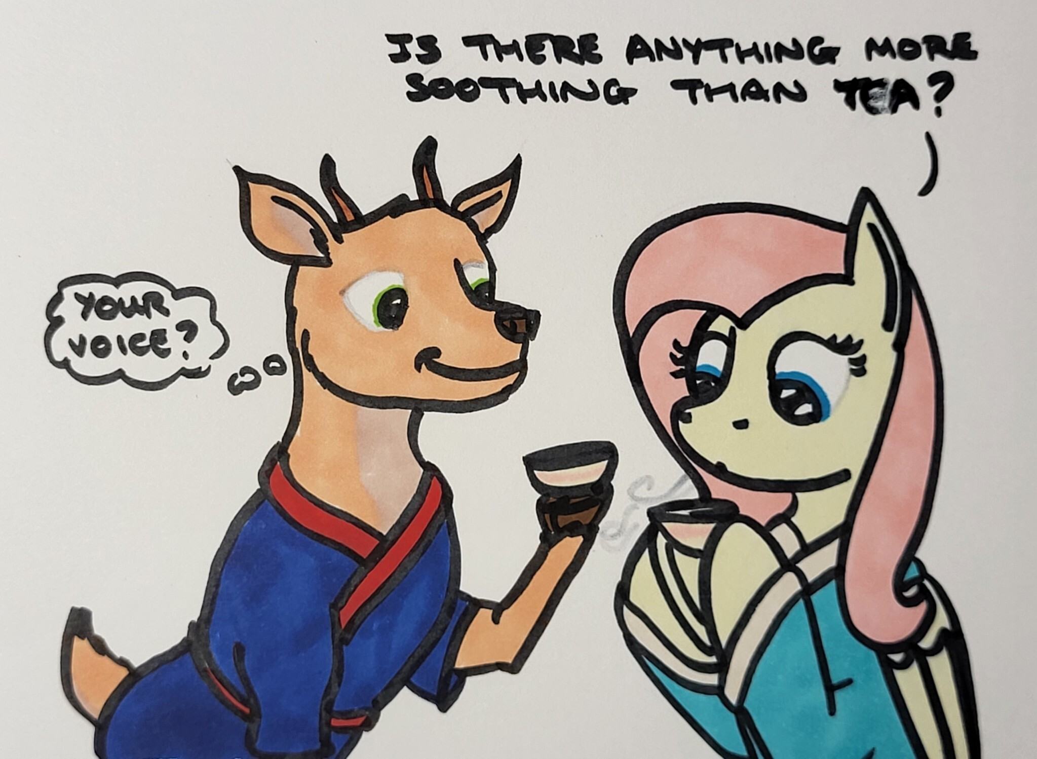 #3679012 - safe, artist:hoofclid, fluttershy, oc, deer, pegasus, pony ...