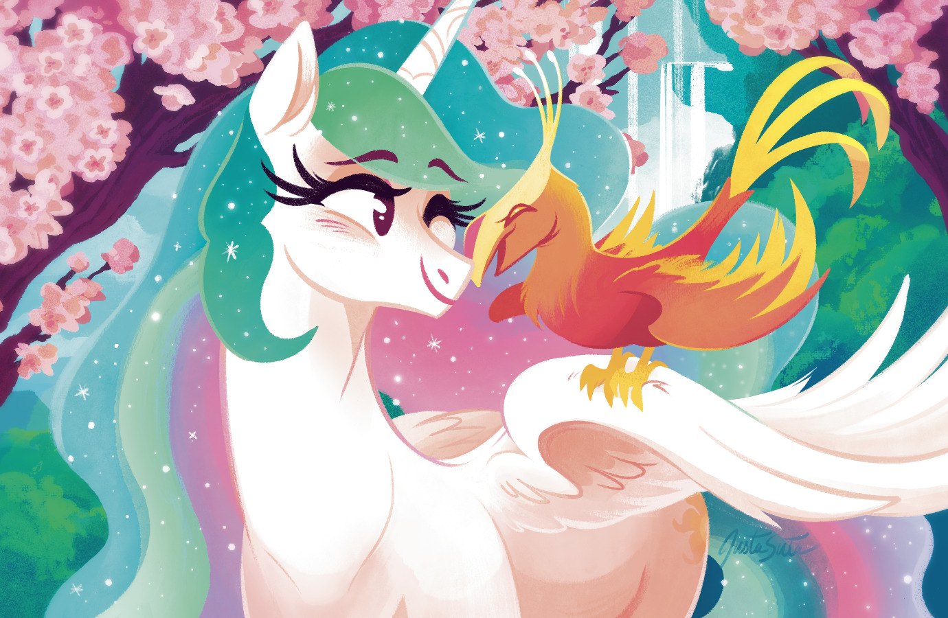 #3669284 - safe, artist:justyna babinska, philomena, princess celestia ...