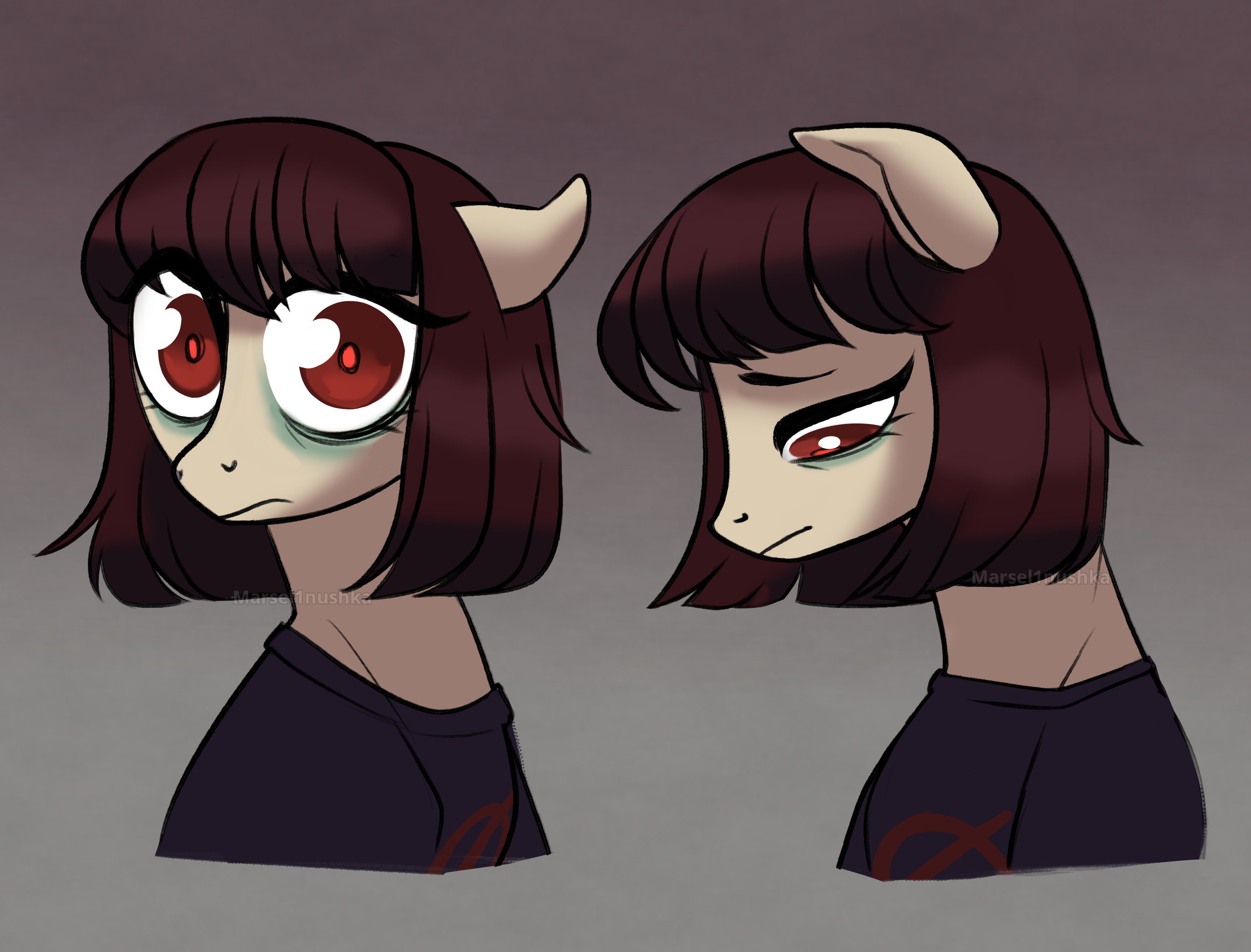 #3750730 - safe, artist:marsel1nushka, pony, bags under eyes, bust ...